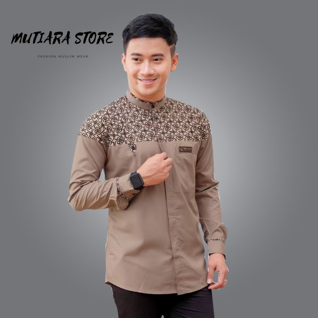 Jual Baju Koko Bima Kombinasi Batik New Lengan panjang Sze M L XL ...
