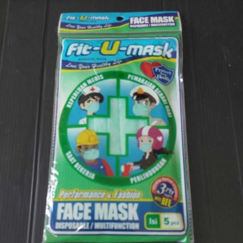 Jual Fit-U mask Masker 3 Ply Isi 5 Pcs | Shopee Indonesia