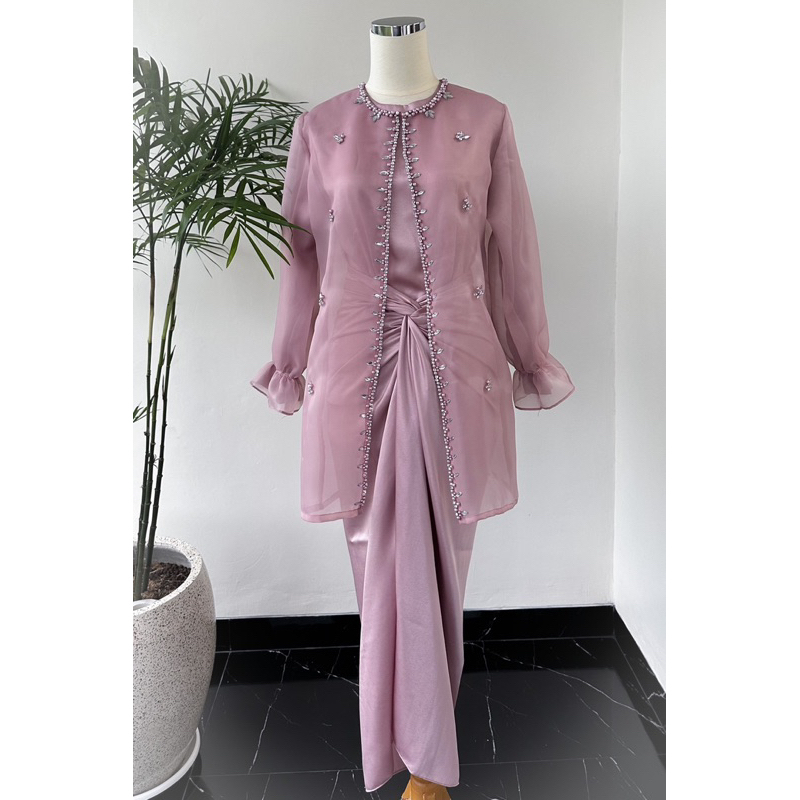 Jual One Set Wanita Kekinian Outer Organza Premium Setelan OOTD ...