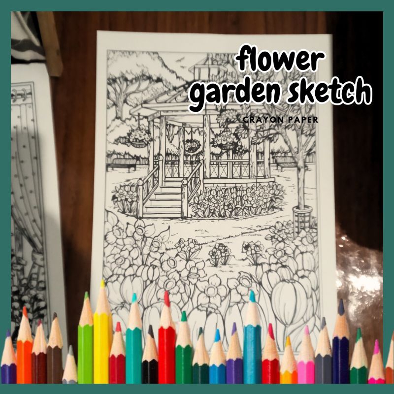 Jual flower garden sketh - Sketsa Mewarnai isi 50 Lembar Kertas A 80 ...