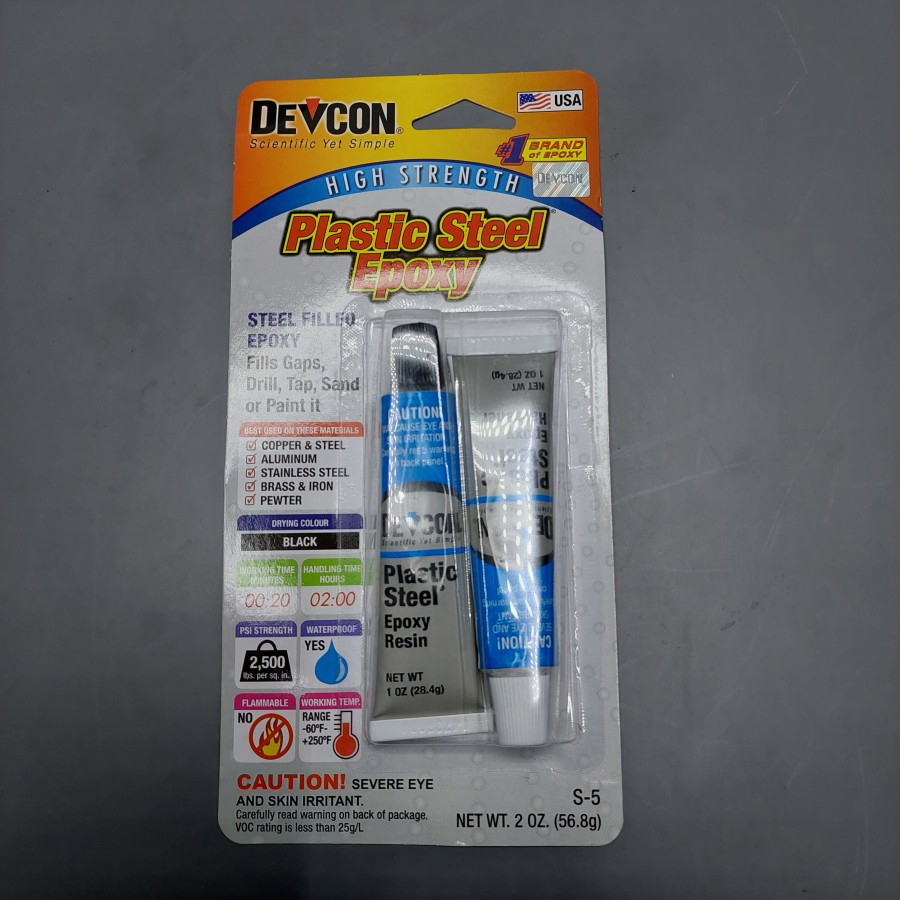 Jual Lem Devcon Plastic Steel Epoxy S-5 Lem Besi Plastik Epoxy Asli USA Merk Devcon | Shopee ...