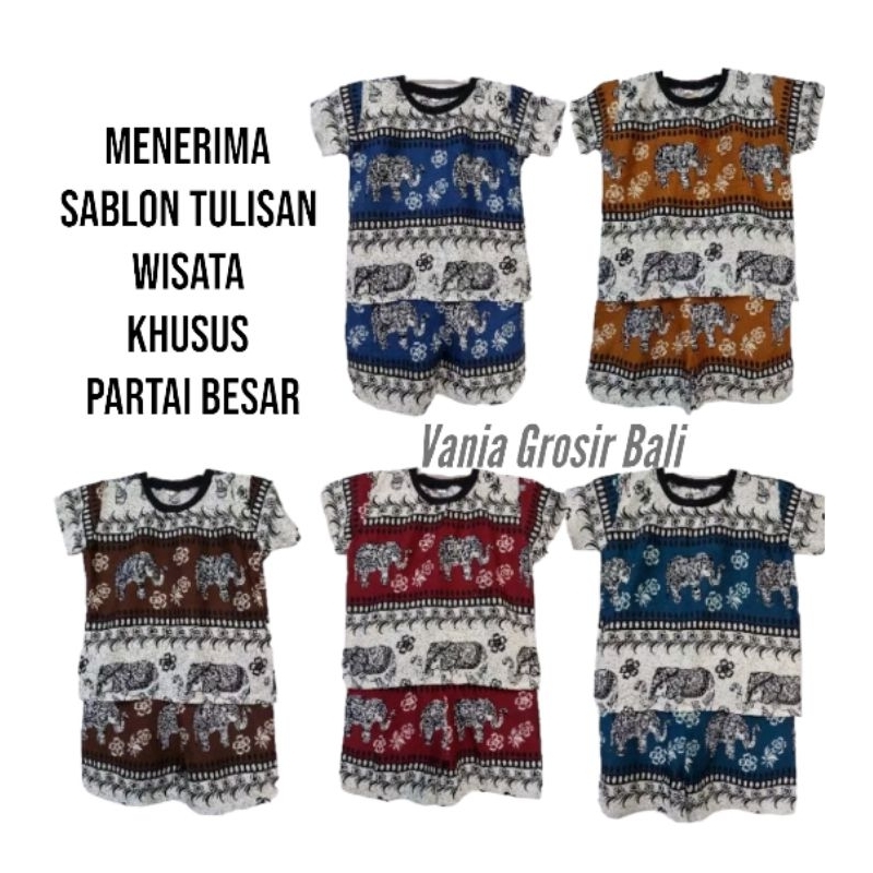 Jual [PUSAT KULAKAN] SETELAN ANAK BALI LEHER KAOS MOTIF GAJAH THAILAND ...