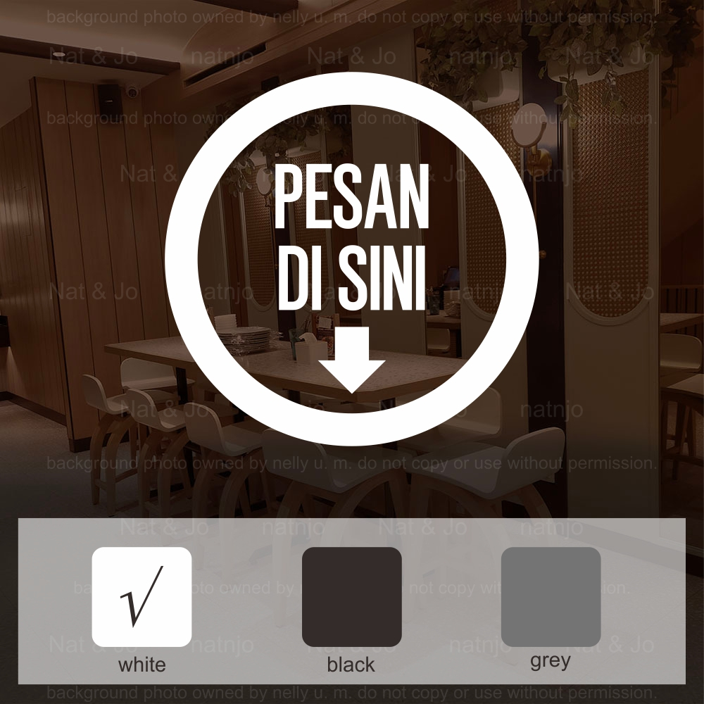 Jual Sticker Sign Pesan Di Sini Bulat Restoran Cafe Kaca Kafe Stiker ...