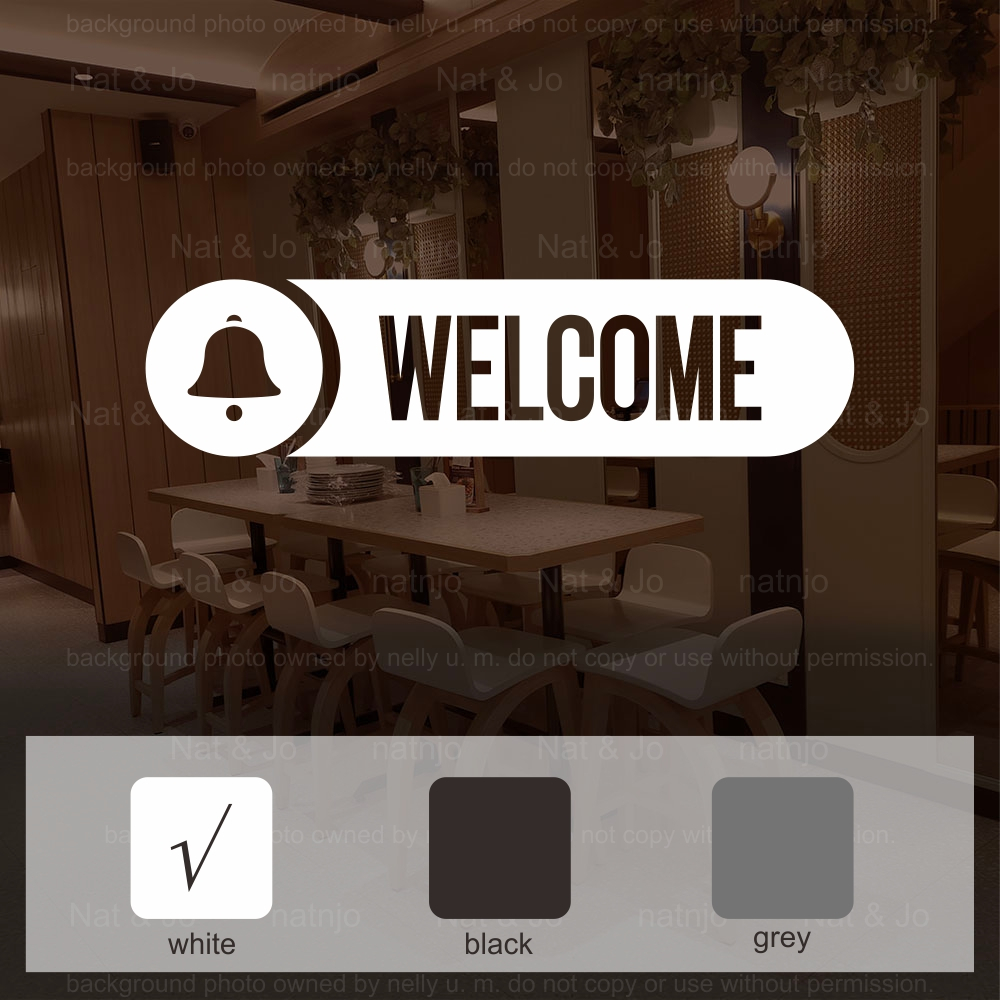 Jual Sticker Sign Welcome Bell Panjang Bulat Pintu Cafe Restoran Kafe ...