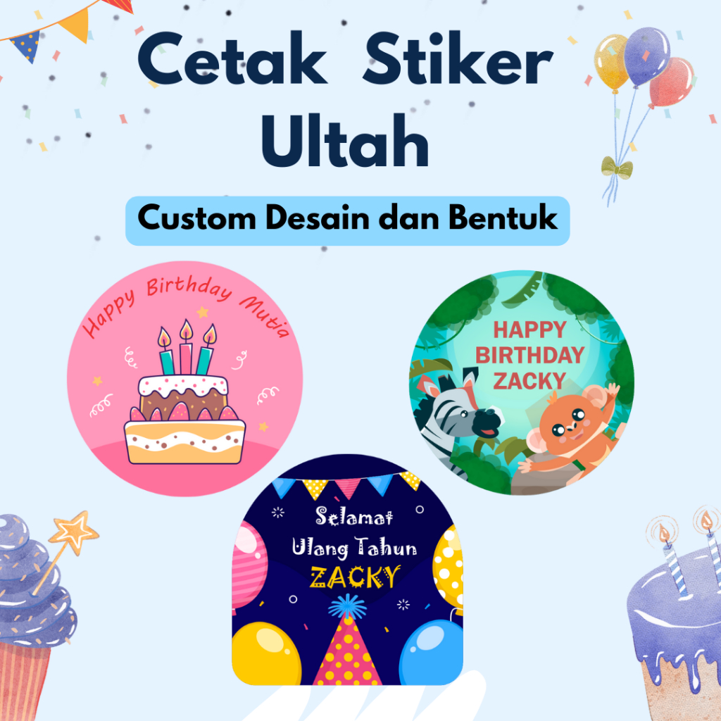 Jual Stiker Ulang Tahun Anak/ Cetak Stiker Birthday / Stiker Ultah ...