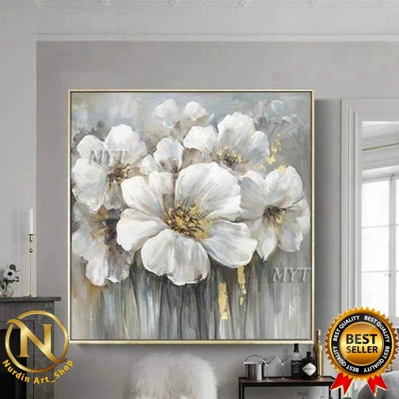 Jual Lukisan Modern Bunga cantik 100x100 plus Frame | Shopee Indonesia