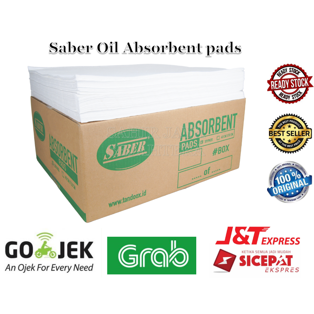 Jual SABER Oil Absorbent Pad Lap Penyerap Oli Harga 1 karton isi 100 ...