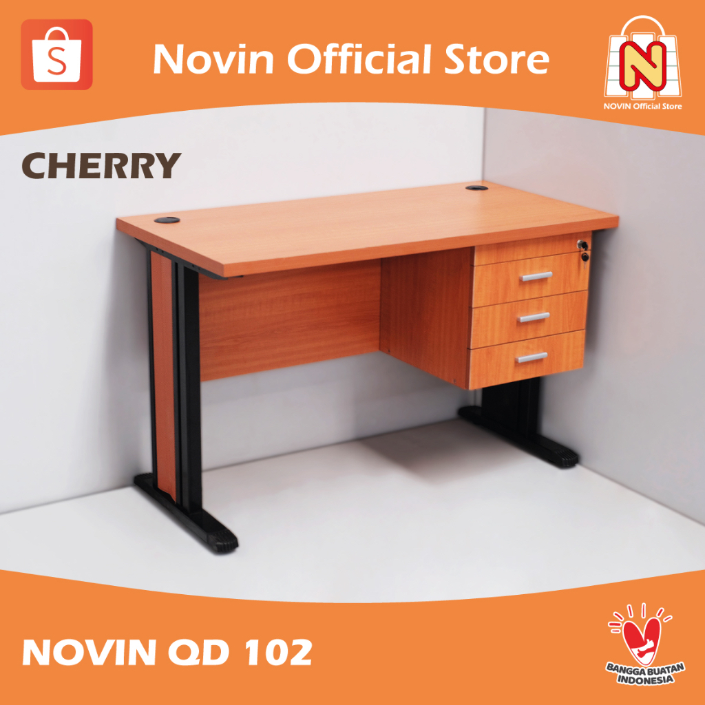 Jual NOVIN QD 102 MEJA KANTOR KAYU KAKI BESI MEJA BELAJAR KAYU KAKI ...