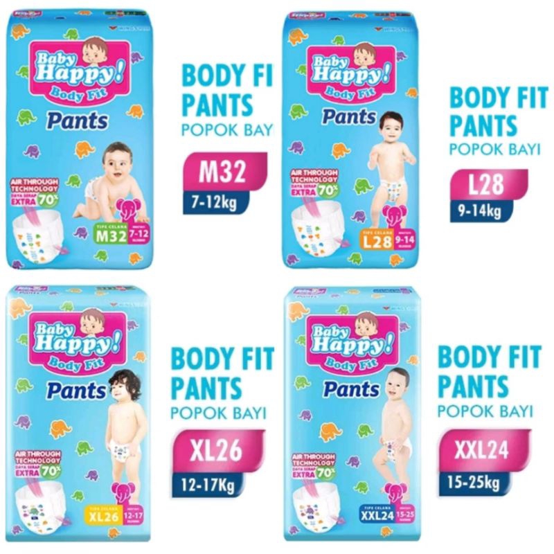 Jual Baby Happy Diapers Popok Celana Bayi M32 L28 XL26 XXL24 | Shopee ...
