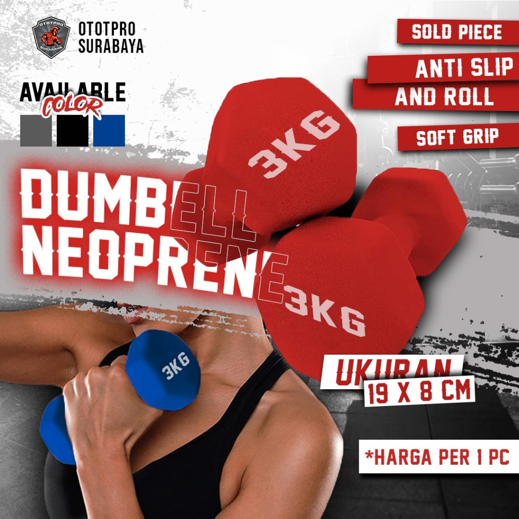Jual Dumbell Neoprene 3Kg /Barbel Mini/Dumbel Warna/Kecil/Karet/3 Kg ...
