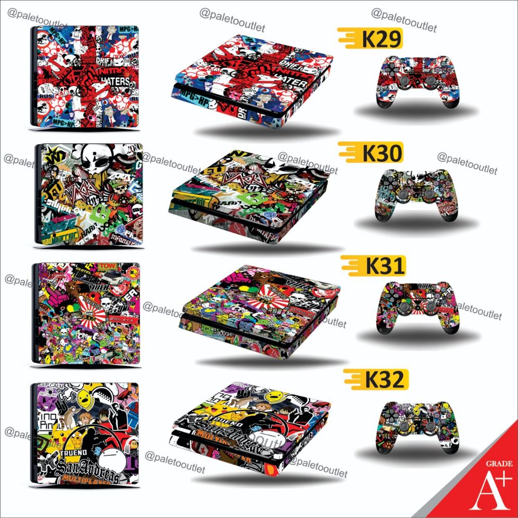 Jual Garskin Stiker Ps4 Slim Fat Pro Motif Murall Doodle Sticker bomb ...