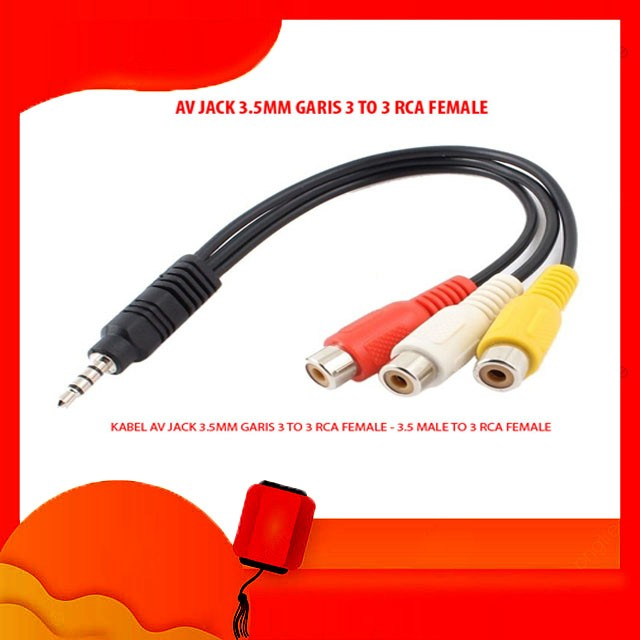 Jual KABEL AV JACK 3.5MM GARIS 3 TO 3 RCA FEMALE - 3.5 MALE TO 3 RCA FEMALE | Shopee Indonesia