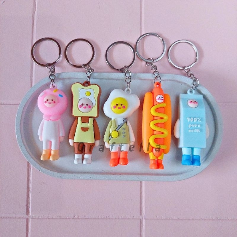 Jual Ganci Makanan Gemoy || Gantungan kunci snack Donat, Hotdog, Roti ...