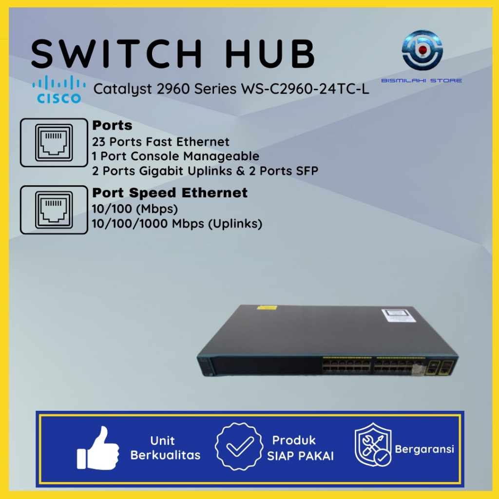 Jual Switch Hub Cisco Catalyst 2960 Series 24 Port n 2 Port Gigabit Dan ...