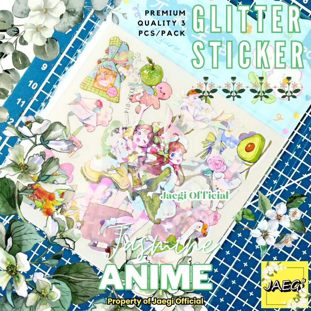 Jual JAEGi - Sticker Glitter Aesthetic Jasmine Anime Edition Pack isi 3 ...