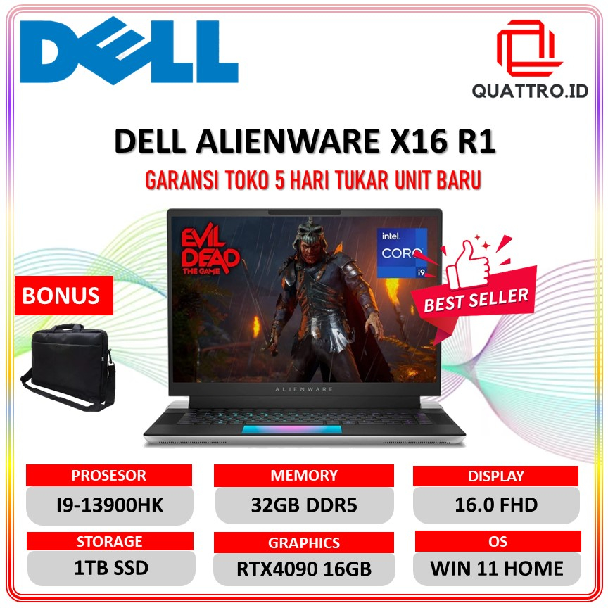 Jual Dell ALIENWARE X16 R1 RTX4090 16GB/ intel i9 13900HK 32GB 1TBSSD ...