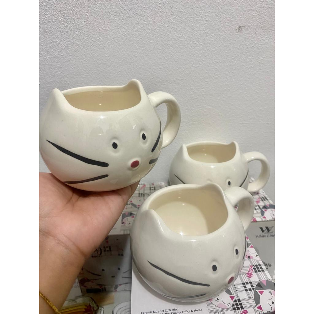 Jual Cangkir Keramik Cat / Set Ceramic Mug 300 ml / Gelas Unik kucing ...