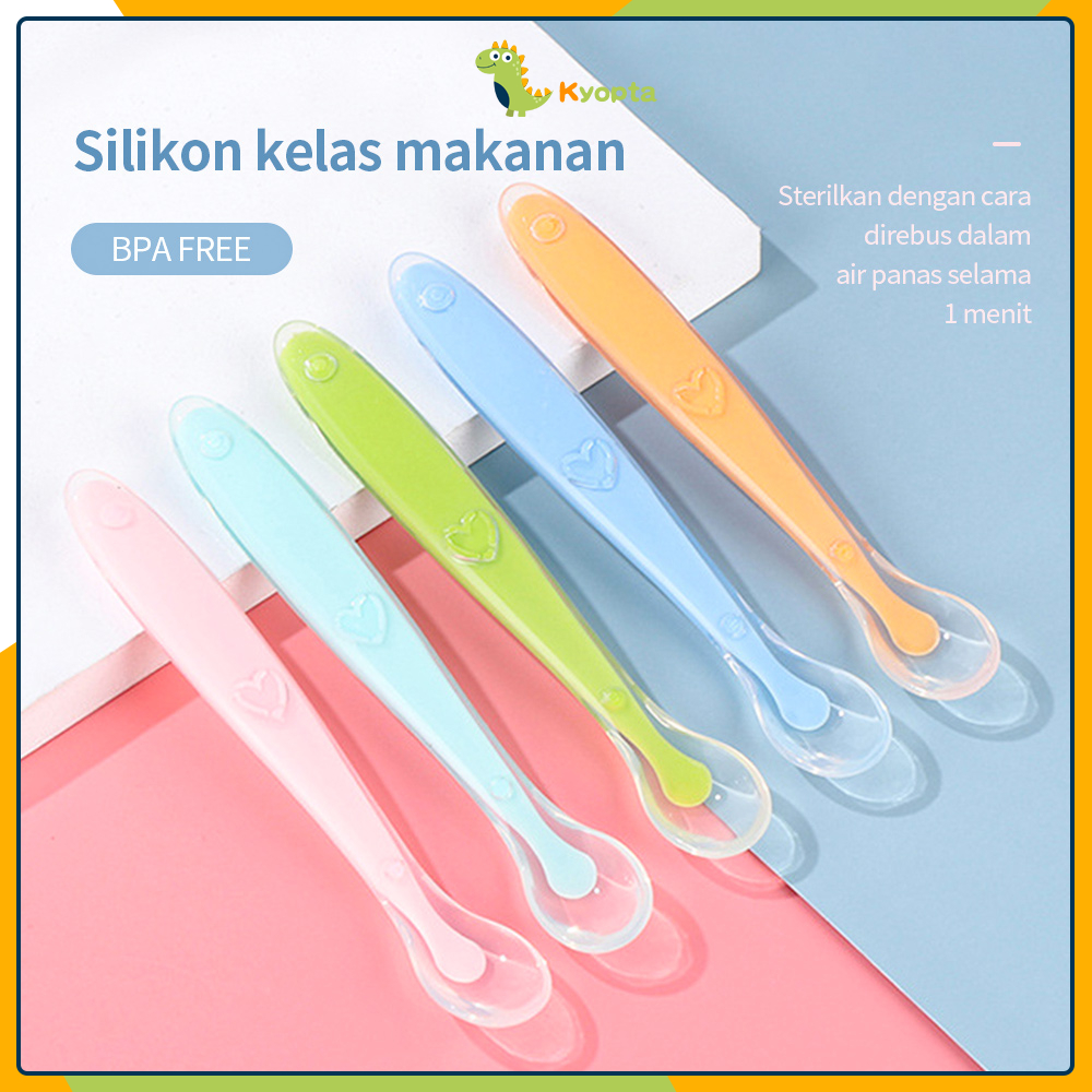 Jual Kyopta Sendok makan bayi bahan silikon lembut peralatan makan bayi ...