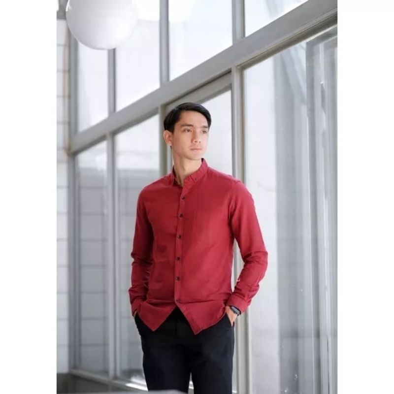 Jual Kemeja Merah Maroon Pria Lengan Panjang Slimfit Premium Quality ...
