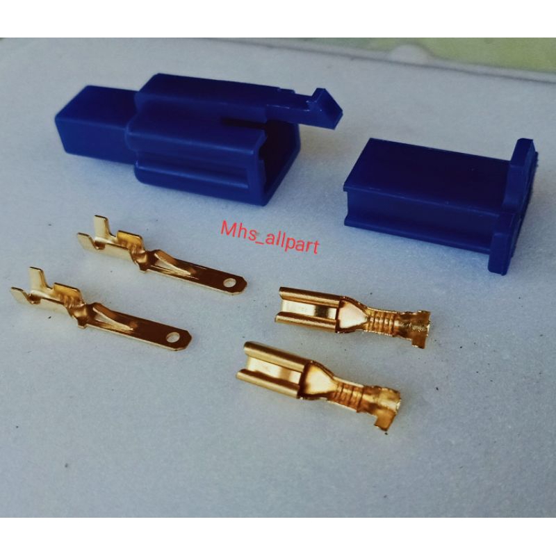 Jual SOCKET 2 PIN WARNA BIRU KONEKTOR KUNINGAN | Shopee Indonesia
