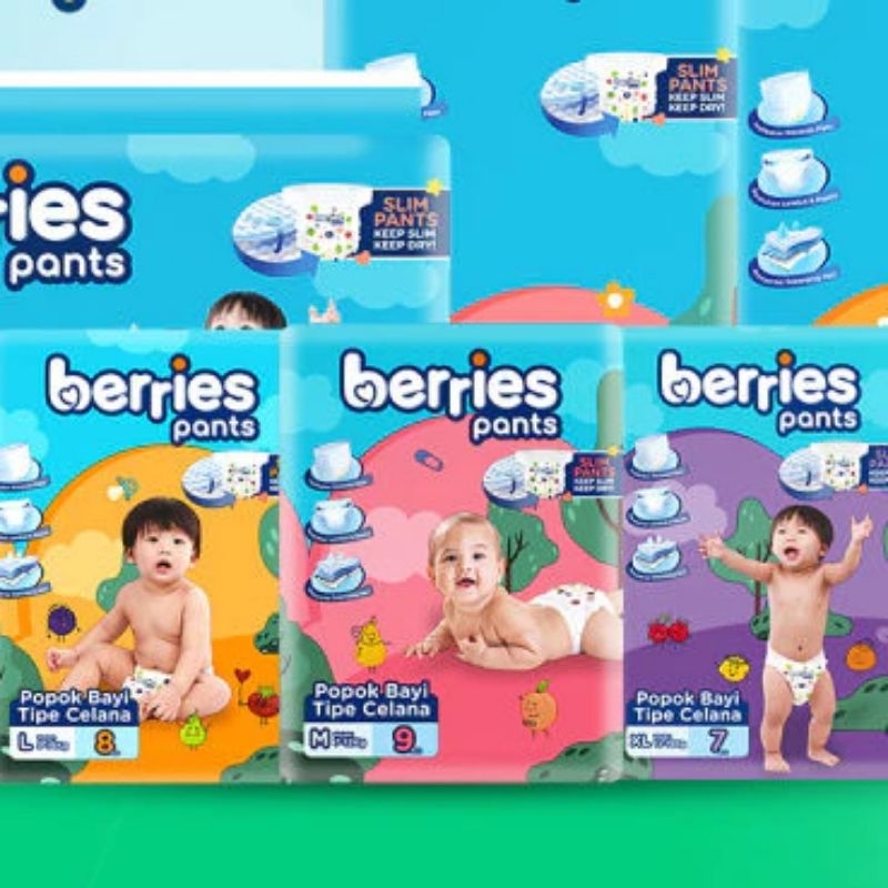 Jual BERRIES PAMPERS BABY PANTS KECIL PROMO M9 / L8 / XL7 / POPOK ...