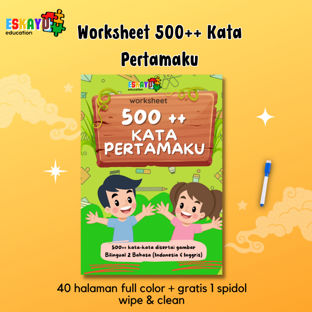Jual BUKU WORKSHEET 500++ KATA PERTAMAKU wipe and clean / buku pra paud ...
