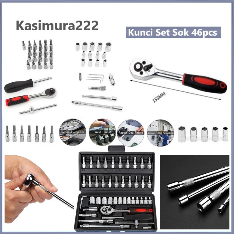 Jual Kunci Sok 46pcs Lengkap Repair Tools Kunci Socket Full Set ...