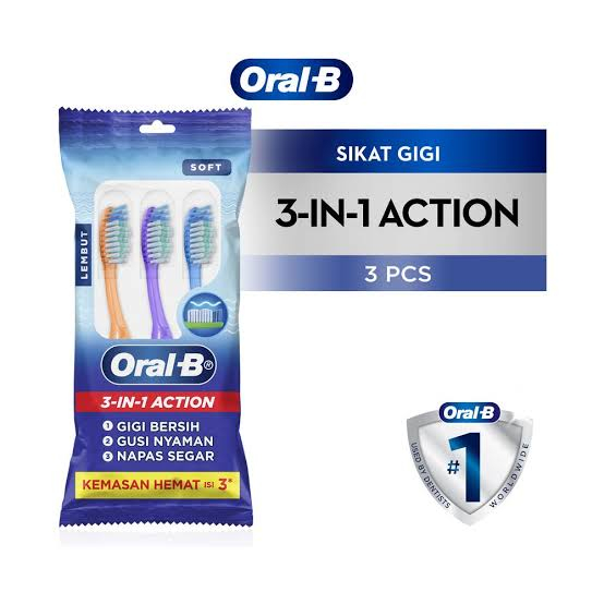 Jual Oral-B sikat gigi 3-in-1 Action Soft isi 3pcs | Shopee Indonesia