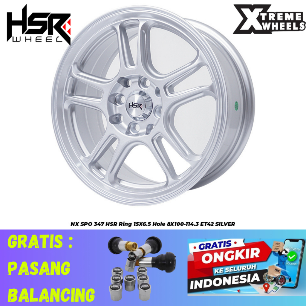 Jual Velg Mobil R15 Type Hsr Nx Spo Lebar 6,5 Rata Body Et42 Pcd 4x100-114 Pelek Racing Buat ...