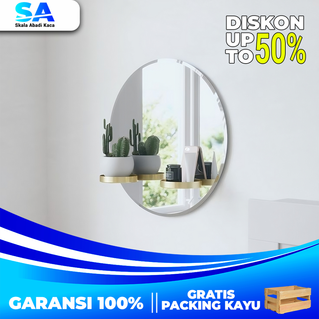 Jual Kaca Cermin 5mm Bulat Bevel Dinding D 40 50 60 70 80cm (BISA ...