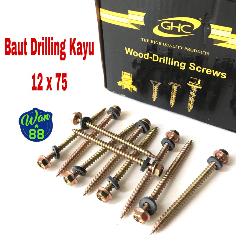 Jual Baut Drilling Kayu 12 x 75 GHC harga per 1 pc | Shopee Indonesia