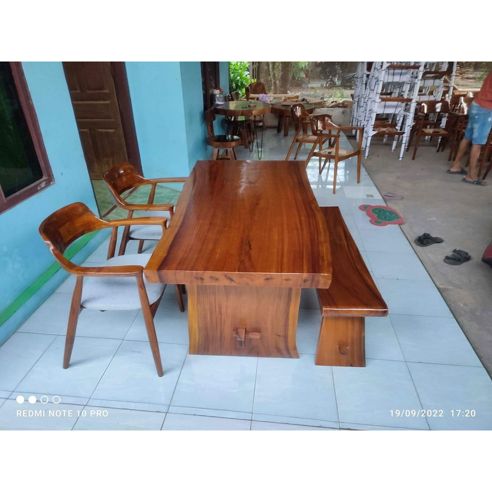 Jual PREMIUM TEAK WOOD MEJA MAKAN KOMBINASI HIROSIMA JATI DAN TOP TABLE ...