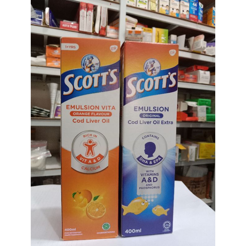 Jual SCOTT'S EMULSION RASA ORIGINAL dan JERUK UKURAN 200 dan 400 ML ...