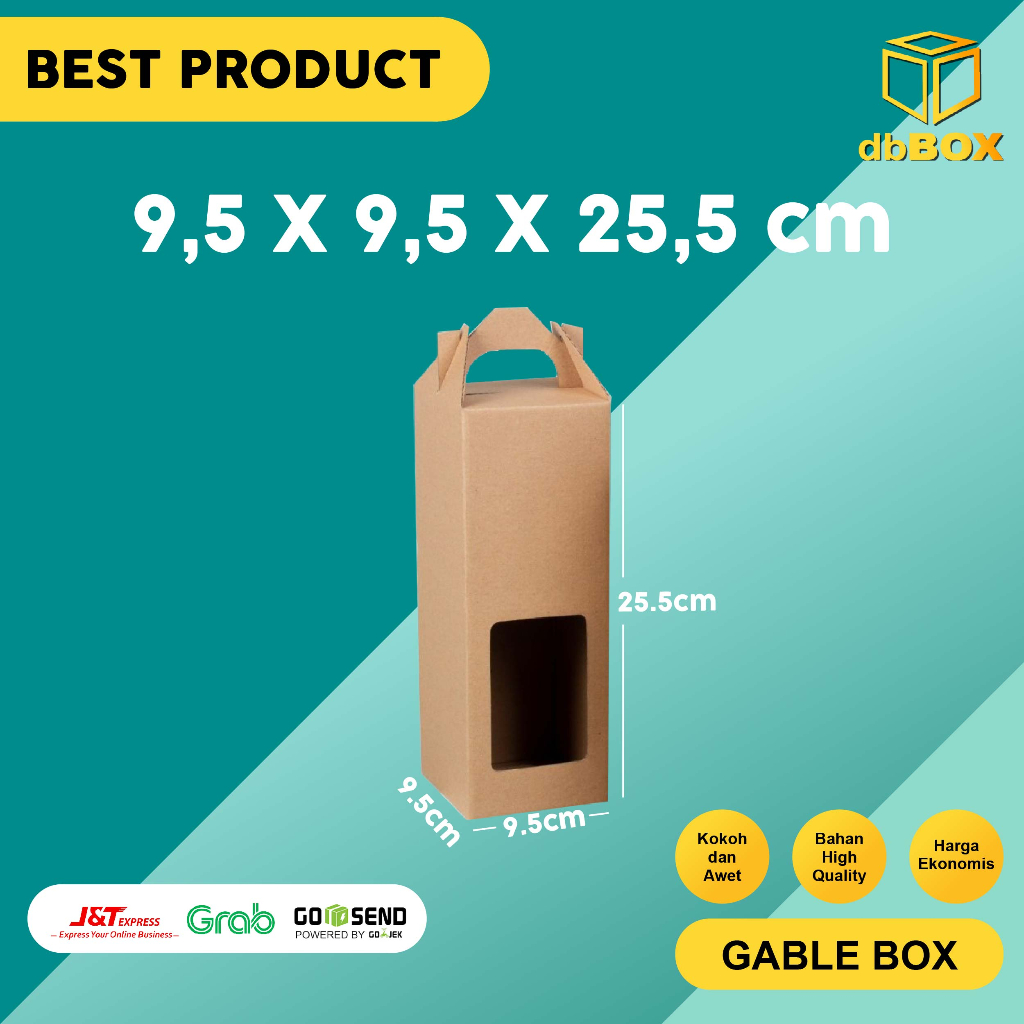 Jual (10Pcs) Gable box 9,5x9,5x25,5 untuk tumbler dan botol minum 1 L ...