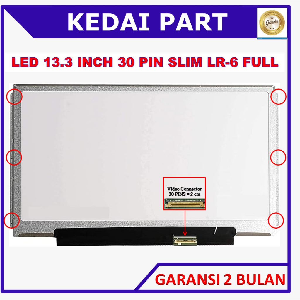 Jual LCD LED Laptop 13.3 Inch 30 Pin Slim Kanan Kiri 6 Baut | Shopee ...