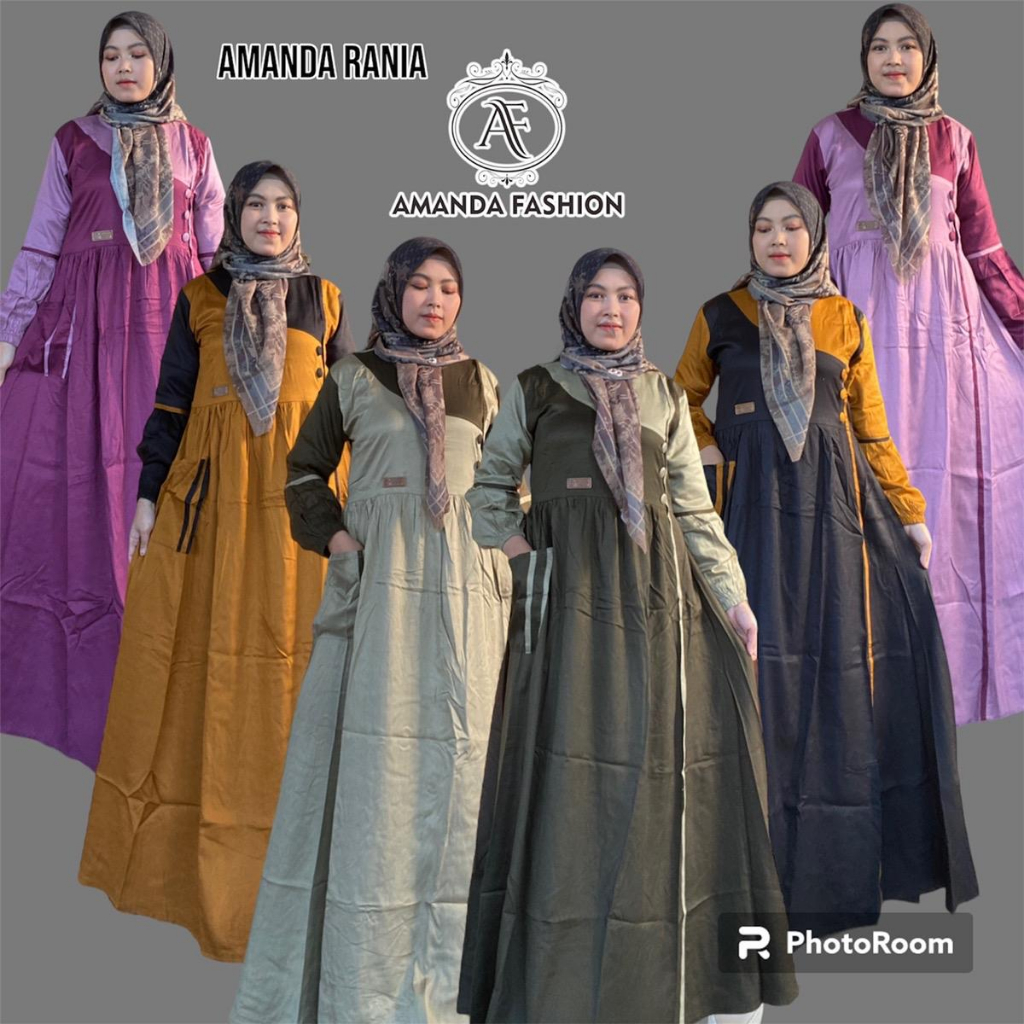 Jual Gamis Amanda Rania (Free Goodie Bag & Pouch)Polos Rayon Twill ...