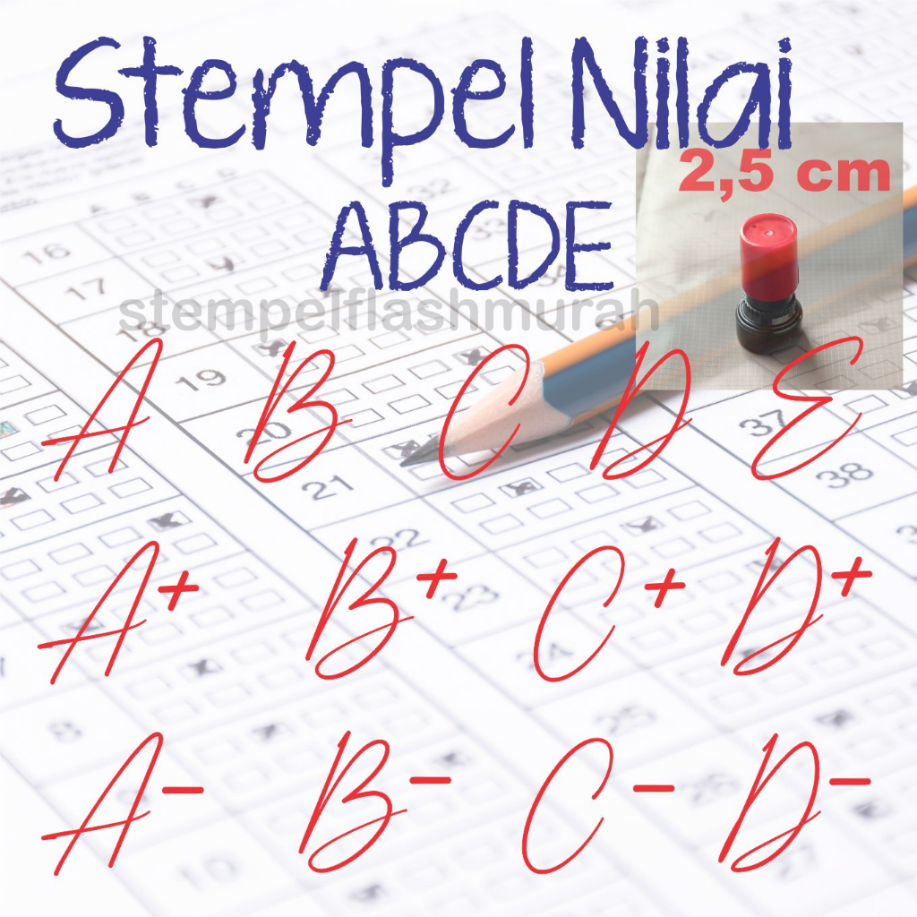 Jual stempel nilai guru ABCDE 2,5cm LENGKAP penilaian ujian TK sd smp ...