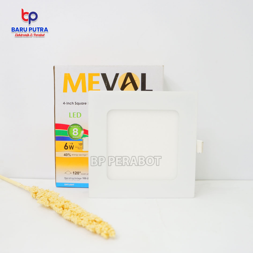 Jual LED High Power Downlight ECO 6W Square 4 Inch, Putih MEVAL ...