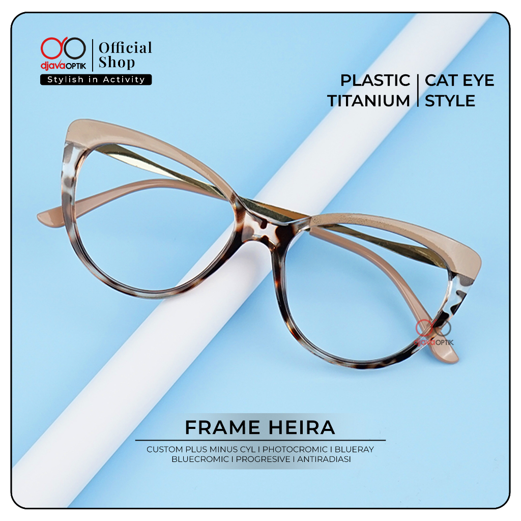 Jual DJAVA OPTIK - Frame Heira - Kacamata Cat Eye Plastik Titanium Viral | Shopee Indonesia