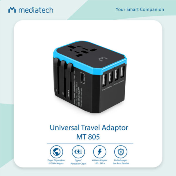 Jual Unik Mediatech Universal Travel Adaptor 4 in 1 MT-805 Usb Type-C ...