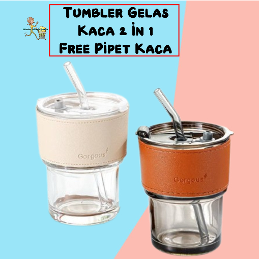 Jual Master Belanja Tumbler Gelas Kaca 2In1 Free Pipet Kaca - Botol Minum Kaca Sedotan Bpa Free ...