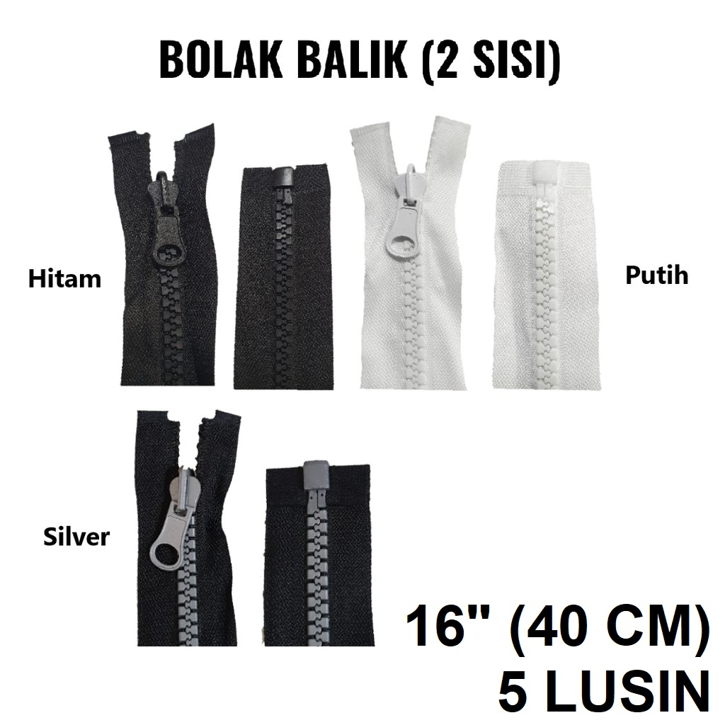 Jual Resleting Jaket Gigi Vislon 16 inch/40 cm @5 Lusin Zipper Ritsleting Gigi Besar Kasar Buaya ...