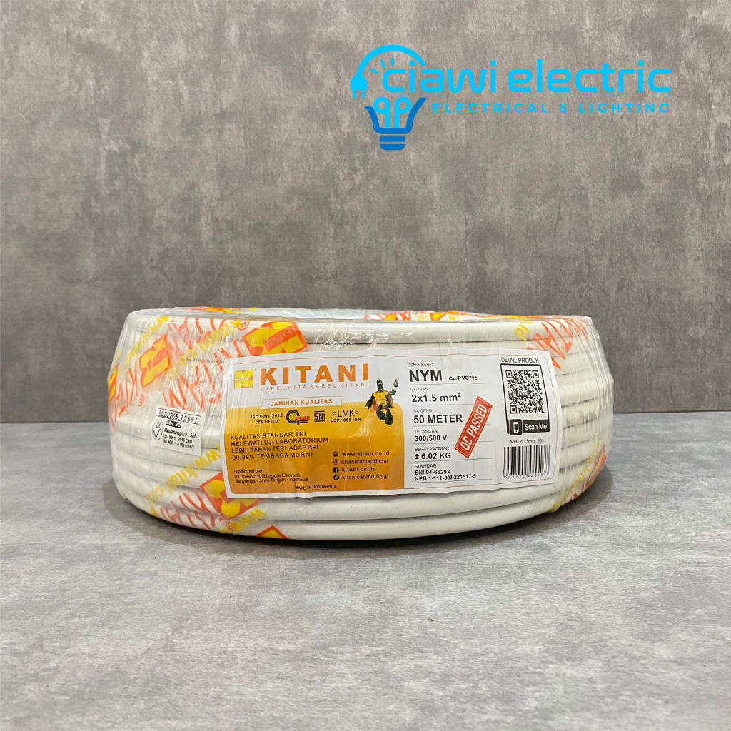 Jual KITANI Kabel Listrik NYM 2x1.5 2x1,5 Kawat Tembaga SNI LMK ...