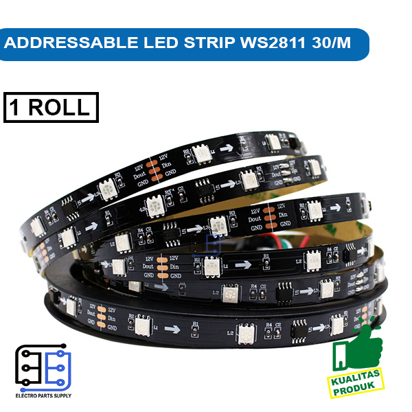 Jual 5 Meter LED Strip Addressable RGB Ws2811 12V 30/Meter IP20 LED ...