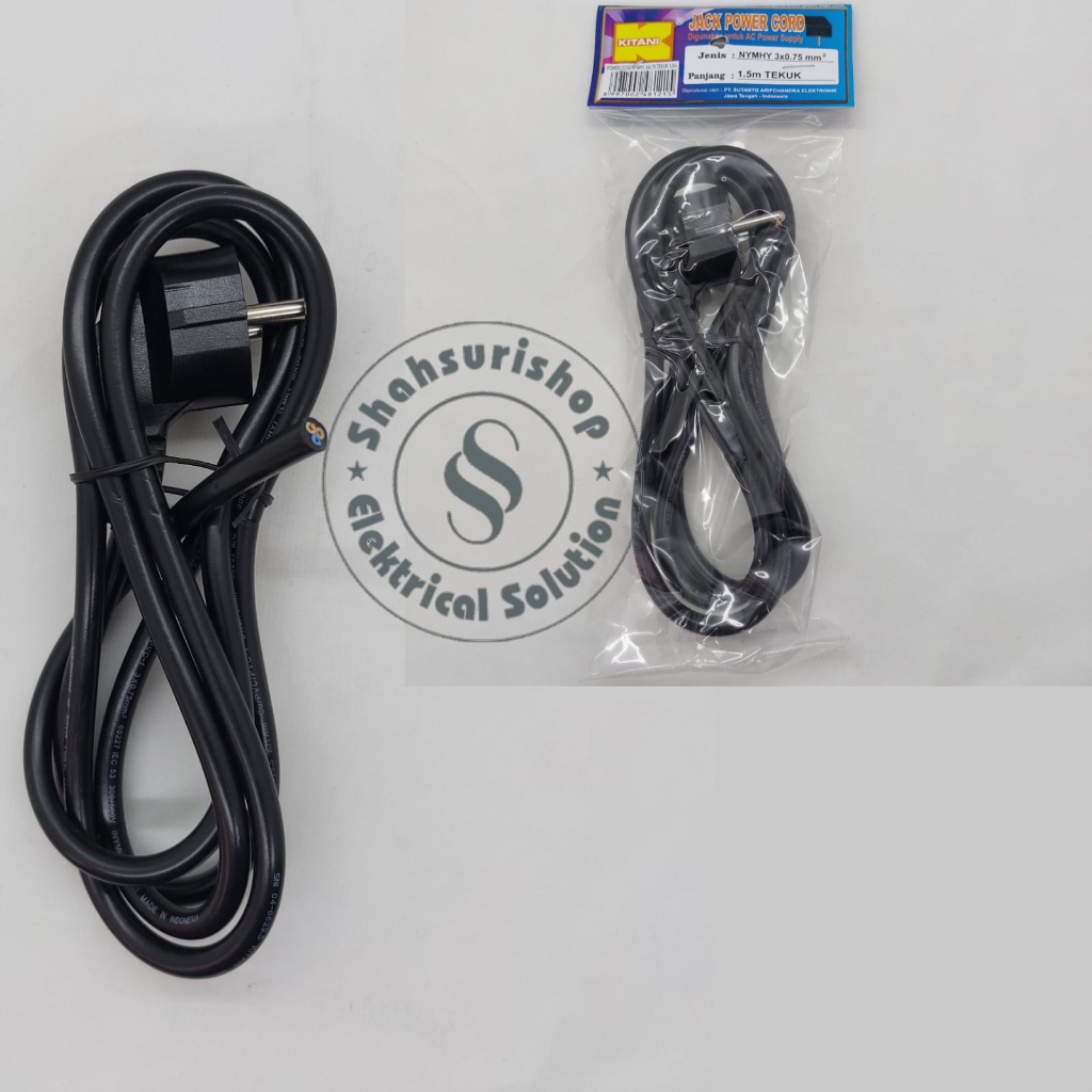 Jual KITANI KABEL POWER CORD 3x0,75 1,5 METER NEW STEKER BULAT | Shopee ...