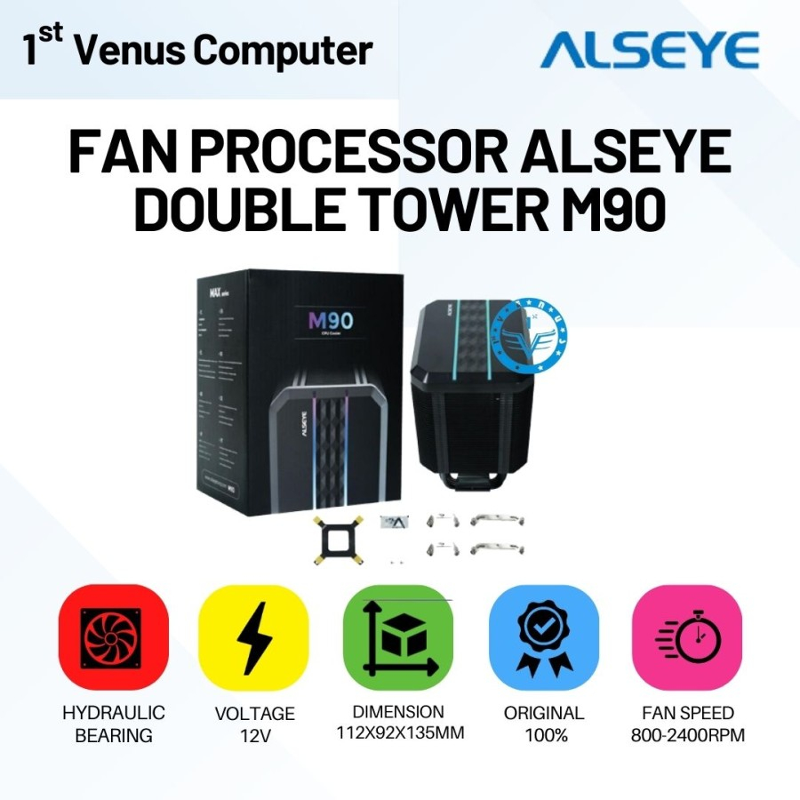 Jual FAN PROCESSOR ALSEYE M90 - ARGB CPU COOLER DOUBLE TOWER | Shopee ...