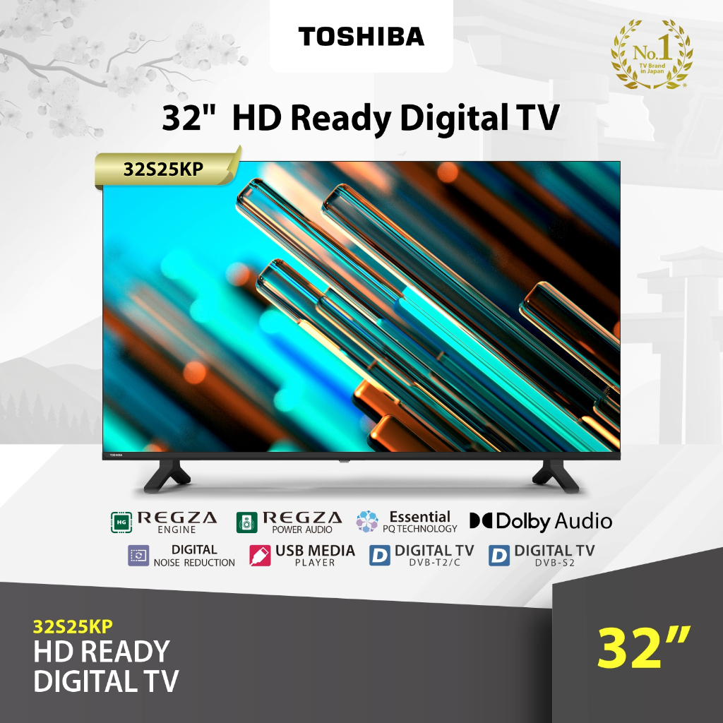 Jual Toshiba TV 32" HD LED Digital TV 32 Inch 32S25KP Dolby Audio Regza | Shopee Indonesia