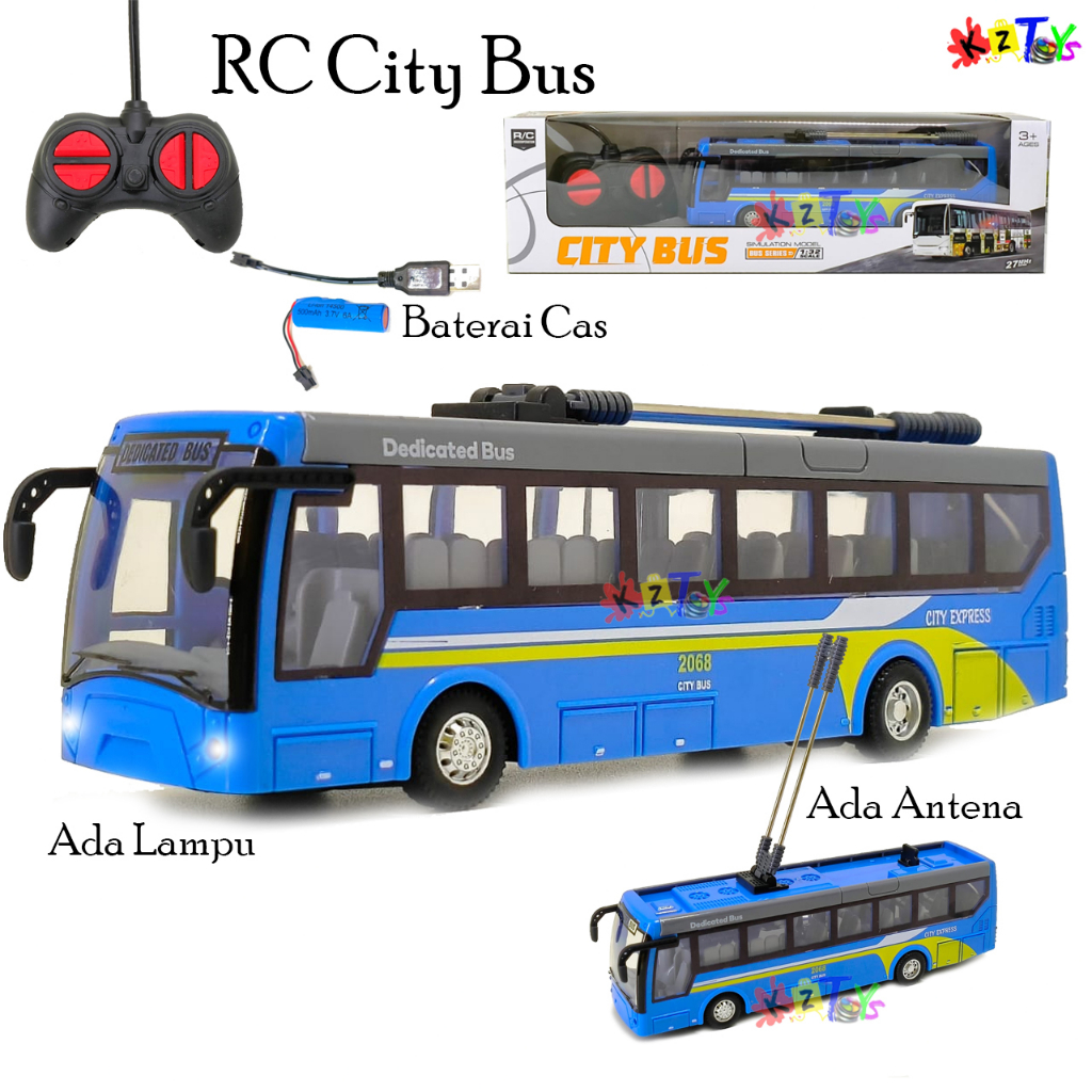 Jual MAINAN RC BUS MOBIL REMOT CITY BUS SKALA 1:32 ADA LAMPU BATERAI ...