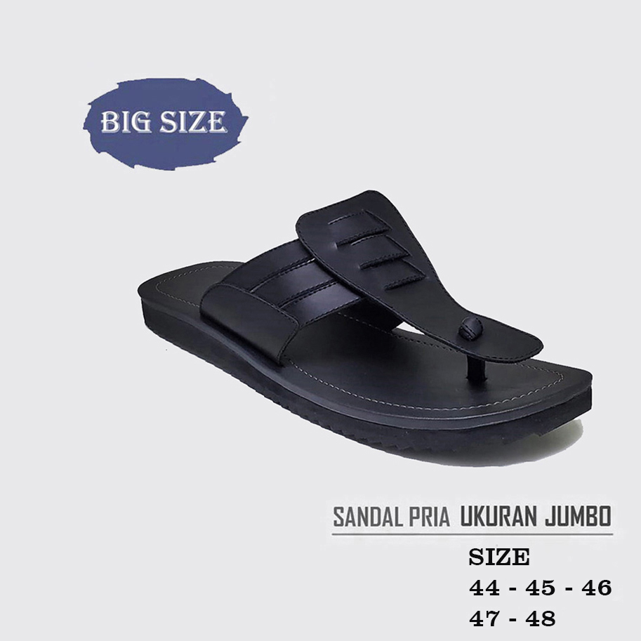 Jual Sendal Jepit Full Black J 1.0 Kulit Pria Ukuran Jumbo Besar ...