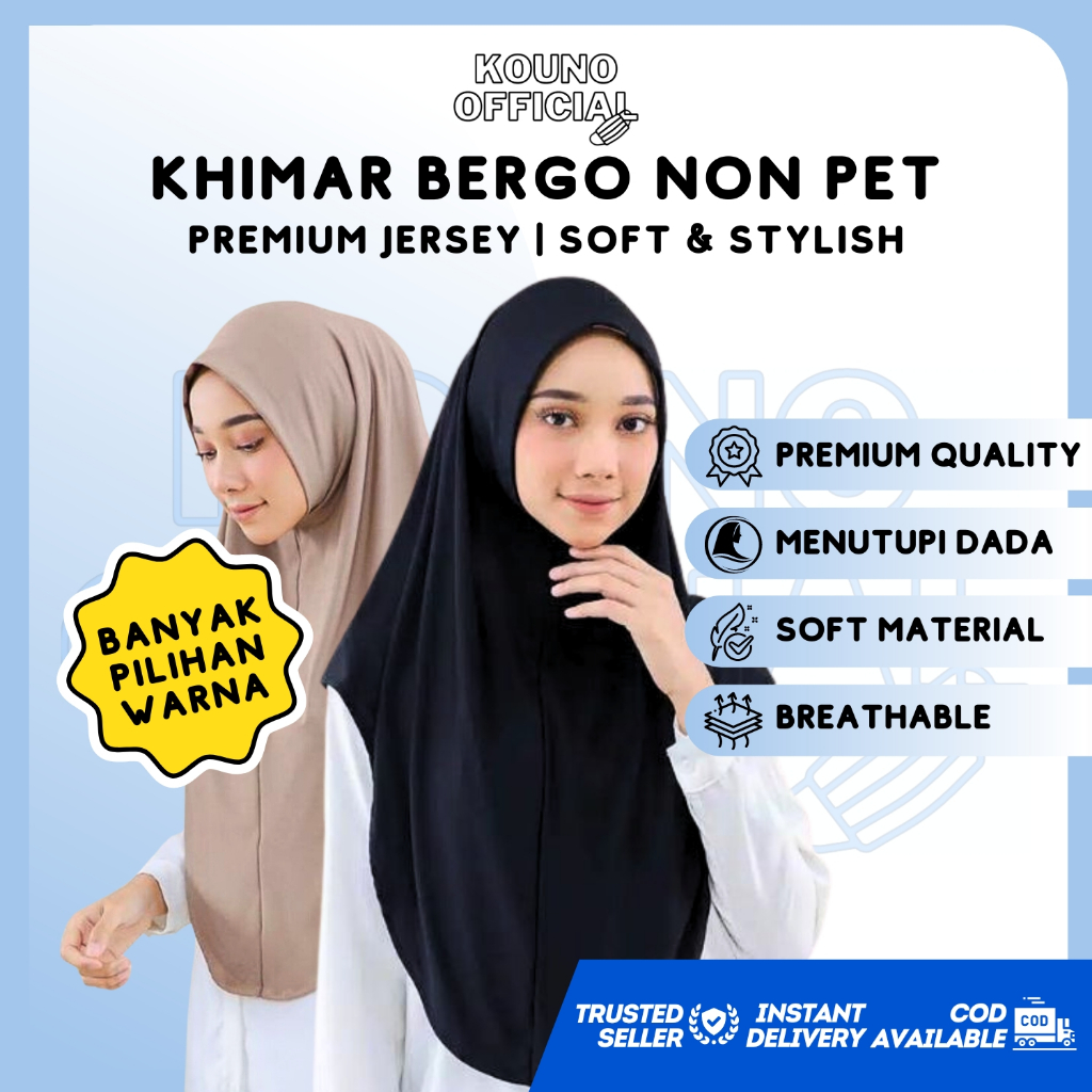 Jual Khimar Jersey Penguin Non Pad / Tanpa Pet / Hijab Hamidah Instant Panjang Menutupi Dada ...